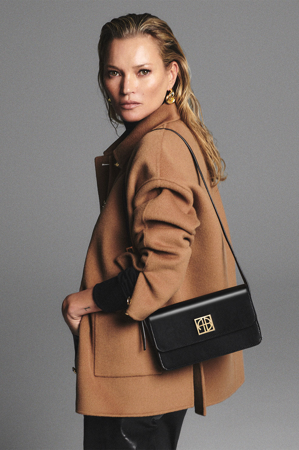 ANINE BING Elly Crossbody Bag - High-Shine Black