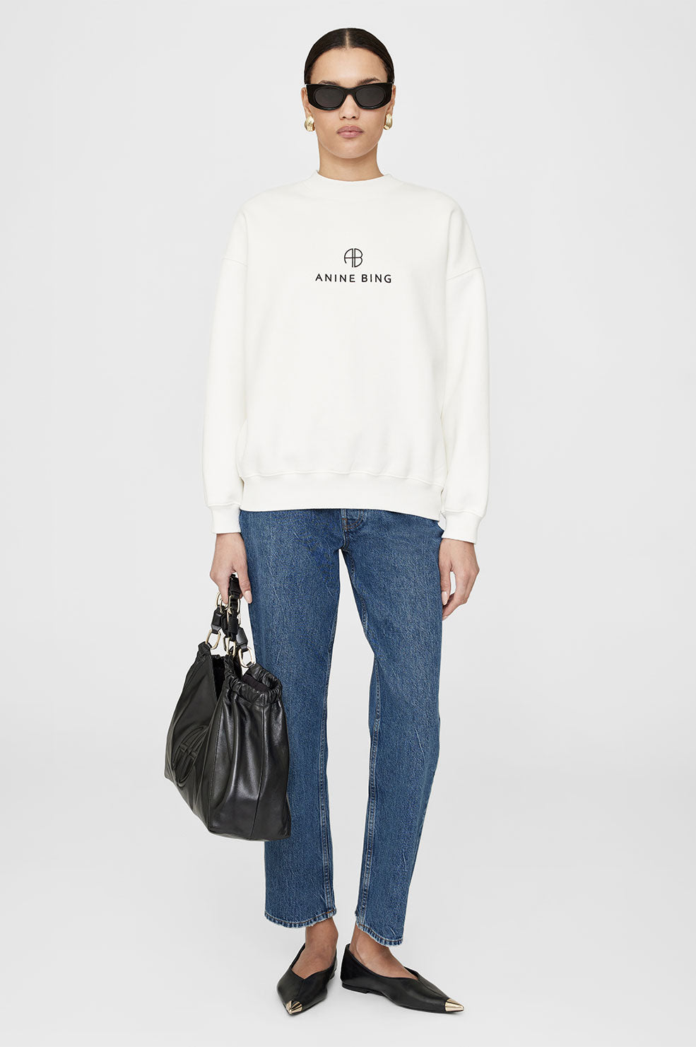 ANINE BING Jaci Sweatshirt Monogram - Ivory