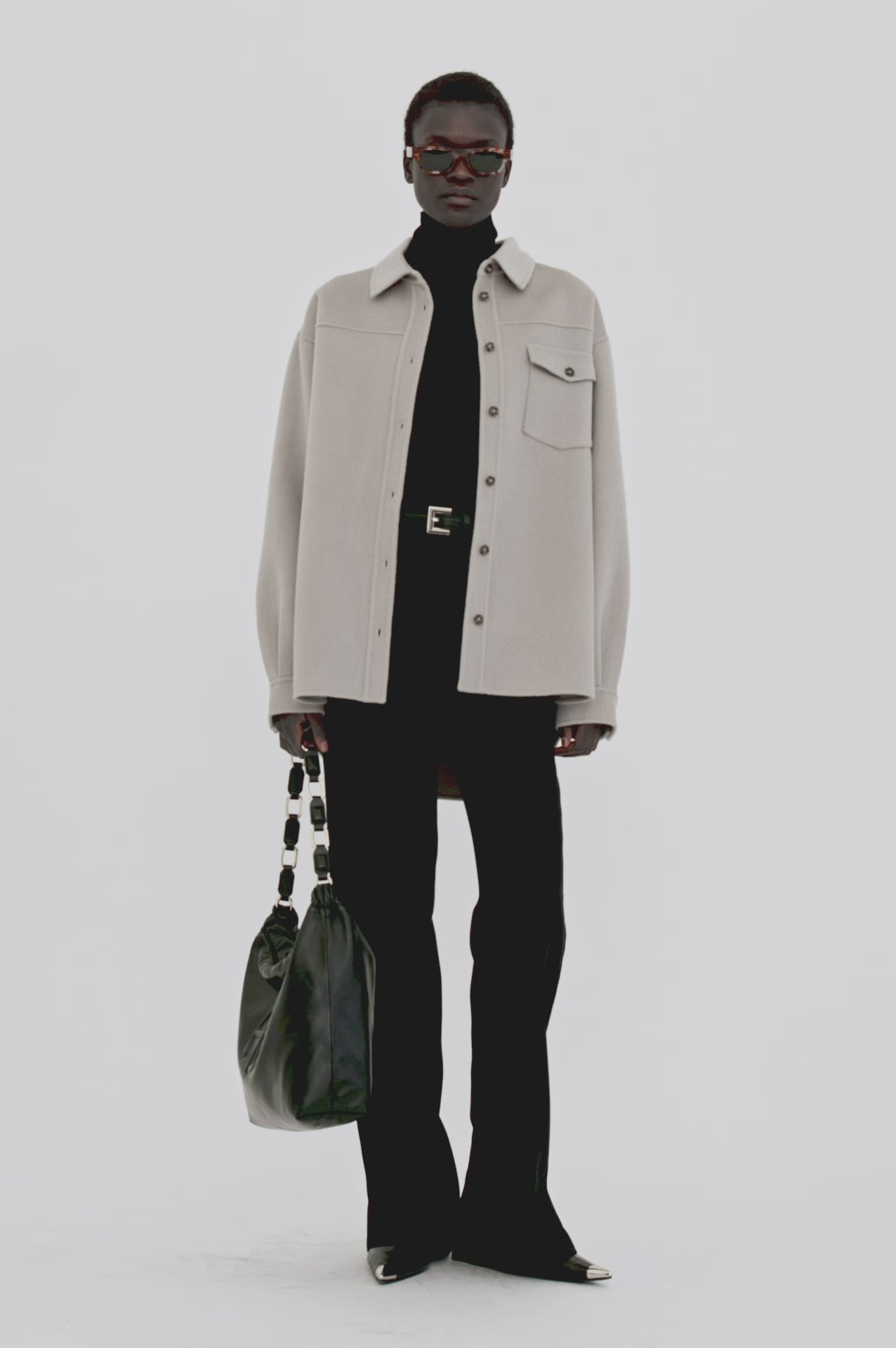 ANINE BING Simon Shirt - Taupe Cashmere Blend